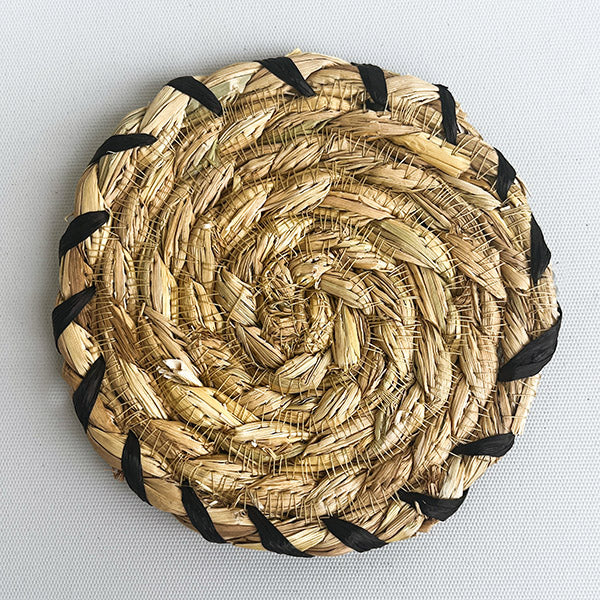Natural, Paddy Straw Coasters with Raffia | Nobbys