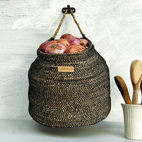 Hanging Vegetable Basket - Black Embroidered – Nobbys
