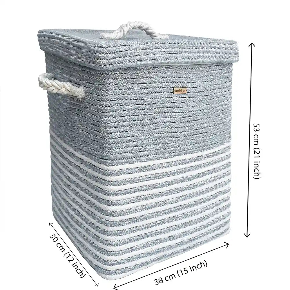 Rectangular Laundry Basket with Lid - Pastel Blue – Nobbys