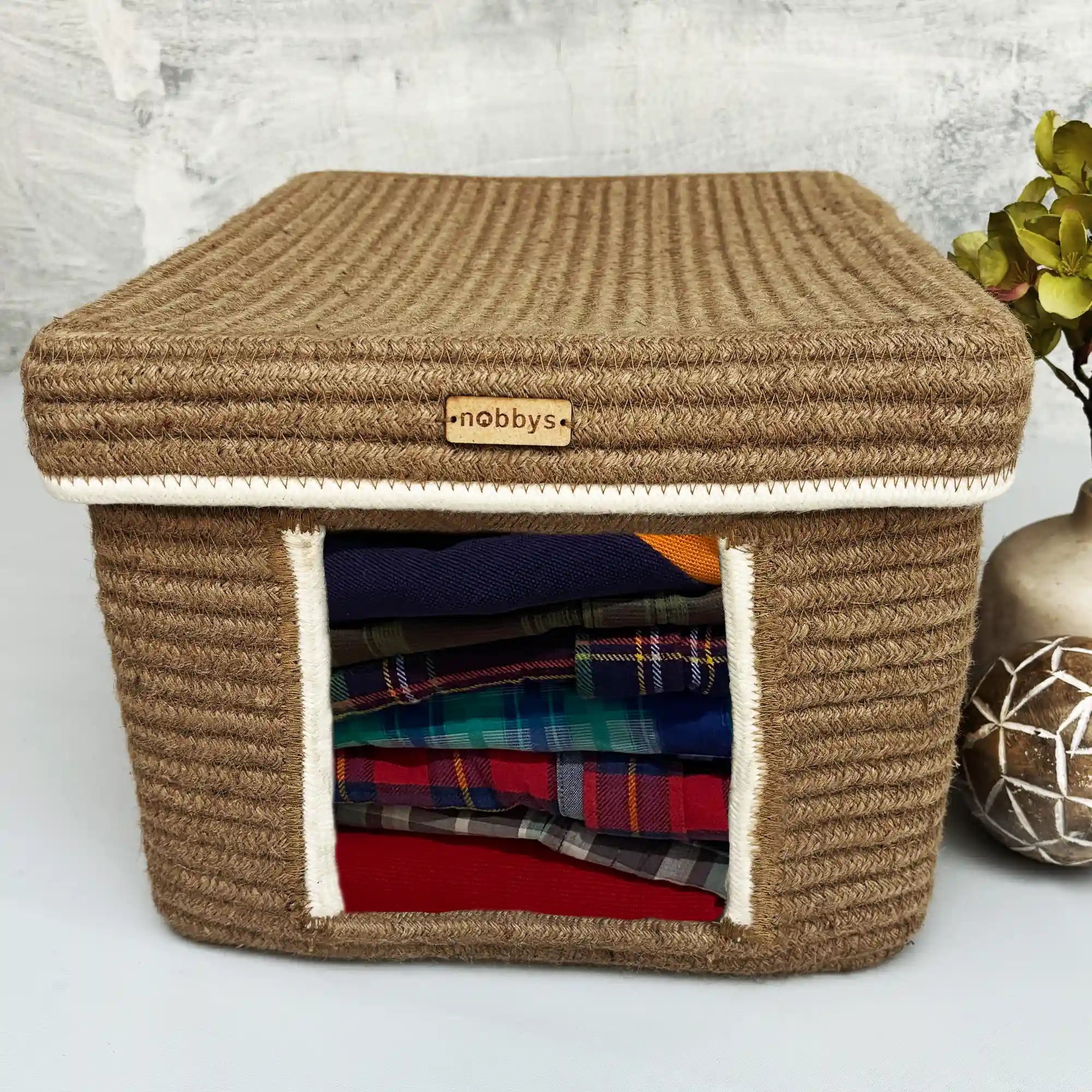Jute Natural Wardrobe Organizer with Lid – Nobbys